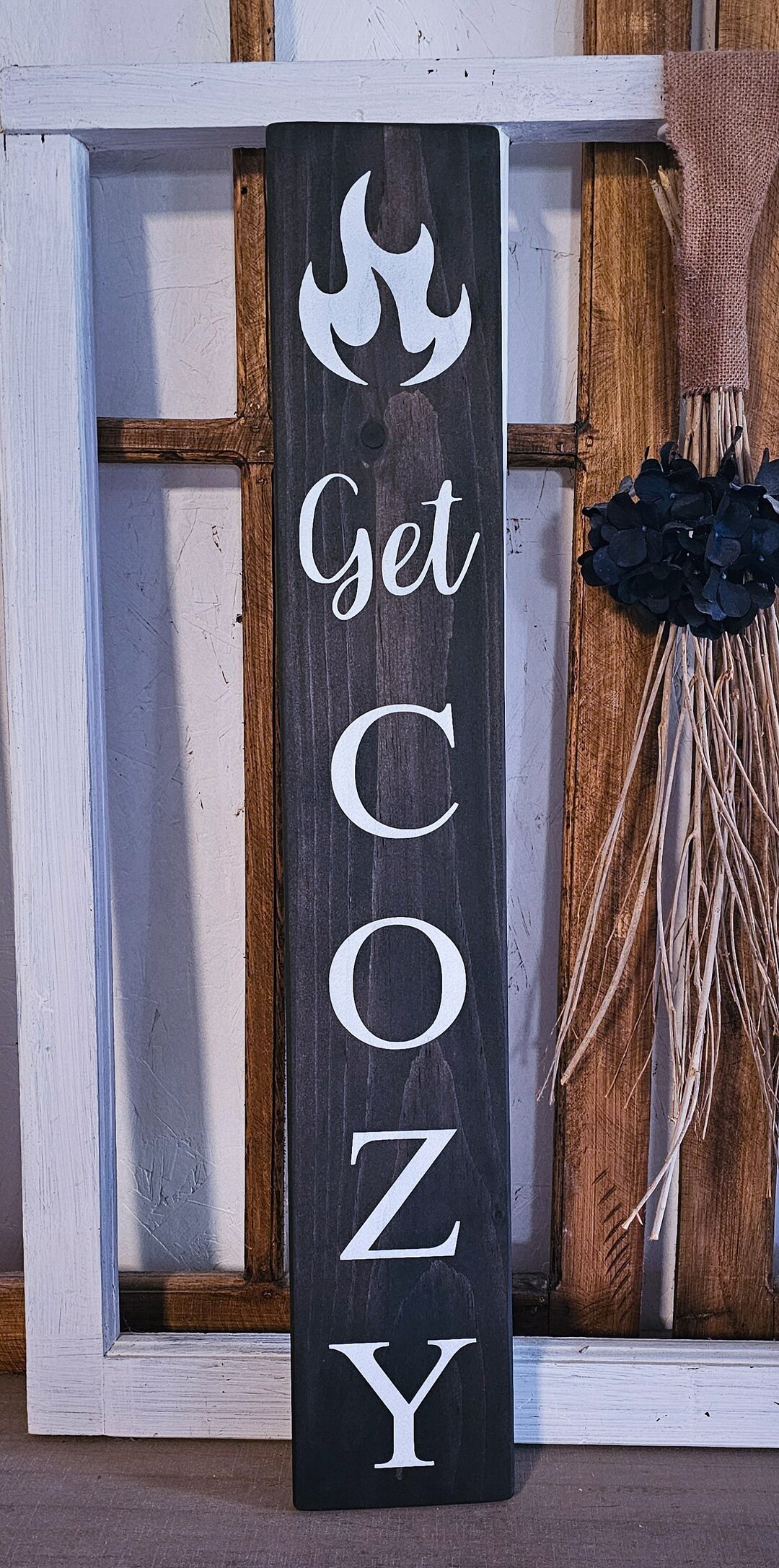 Get Cozy Sign - Wooden Rustic Farmhouse Decor, Front Door Porch ...
