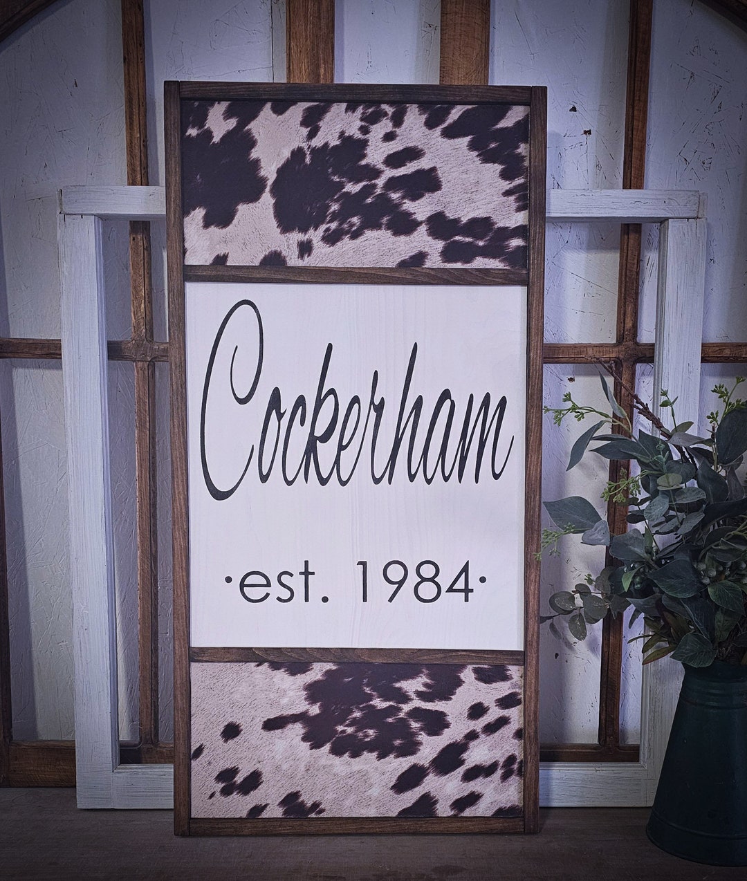 Custom Cowhide Name Sign Wedding Anniversary Gift, Welcome Sign ...