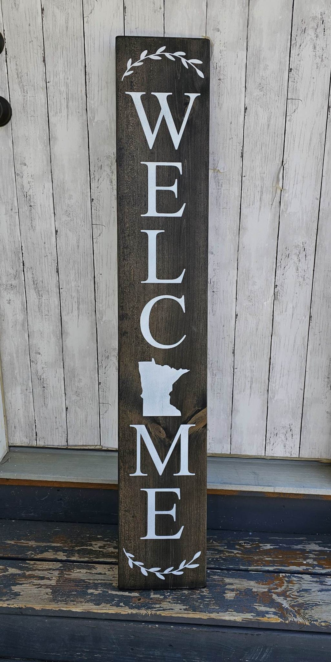 Minnesota Welcome Sign, Farmhouse State Sign Decor - Wooden Rustic ...