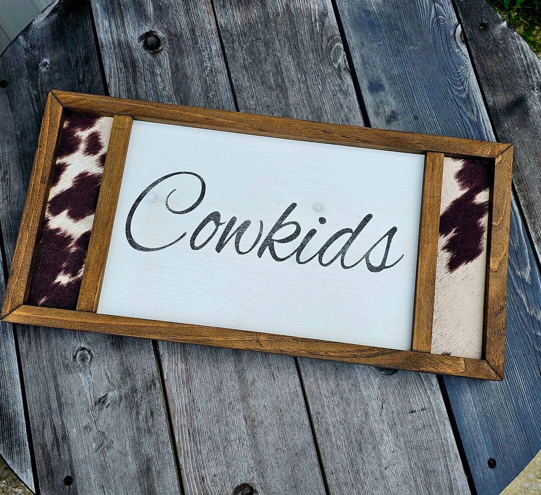 Custom Cowhide Nursery Sign - Cow Print Sign - Country Western Welcome ...