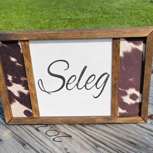 Custom Cowhide Name Sign Cow Print Sign Wedding Anniversary Gift ...