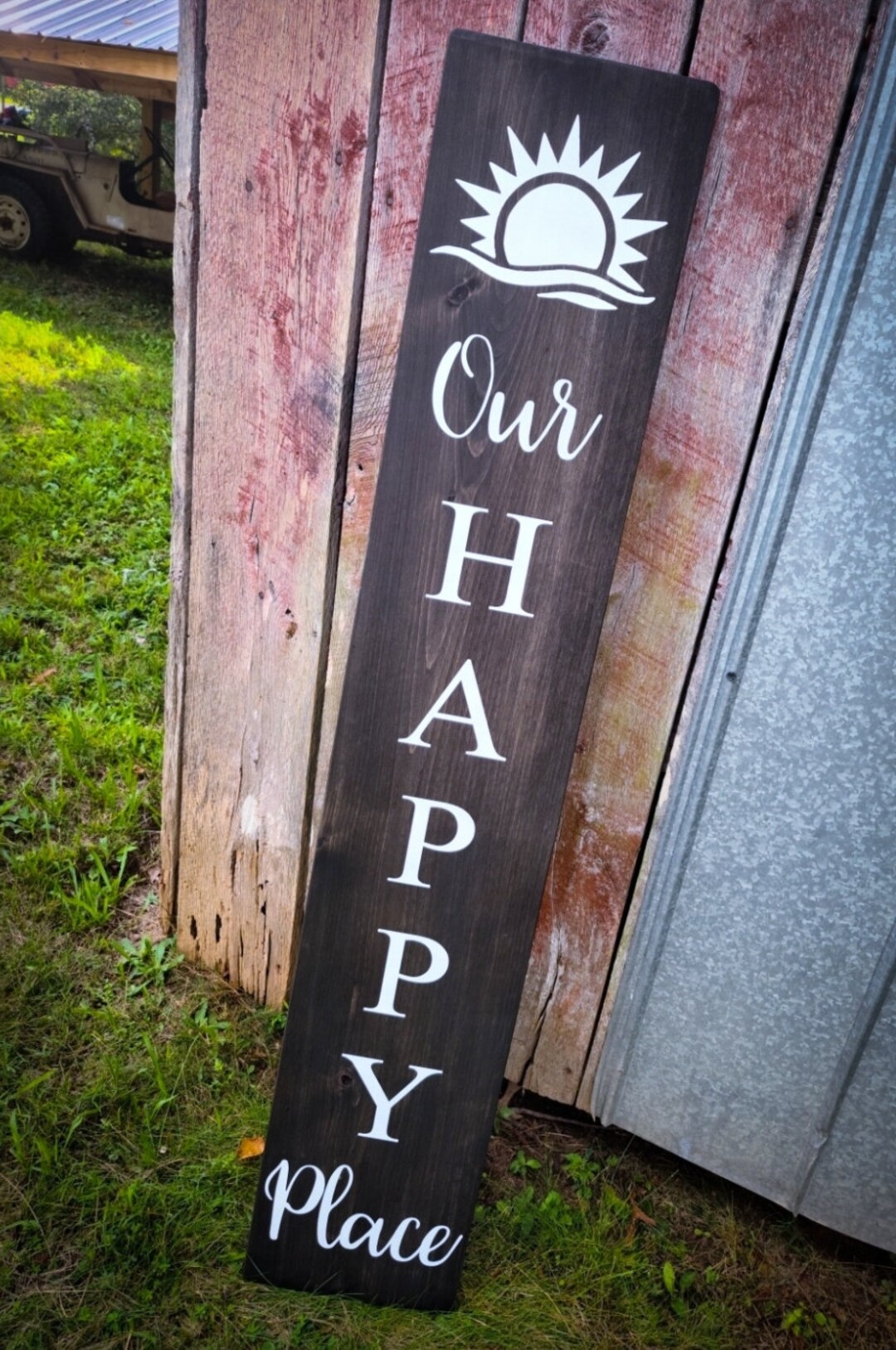 Our Happy Place Welcome Sign Custom Wood Sign Beach Sun Sign Decor ...