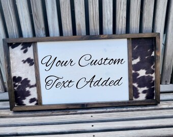 Custom Cowhide Name Sign Cow Print Sign Wedding Anniversary Gift ...