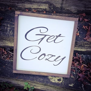 Get Cozy Welcome Sign, Entryway Sign, Personalized Custom Farmhouse ...