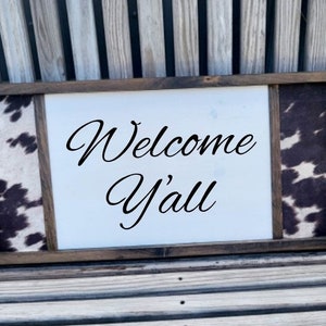 Custom Cowhide Welcome Sign Cow Print Sign, Welcome Y'all, Country ...