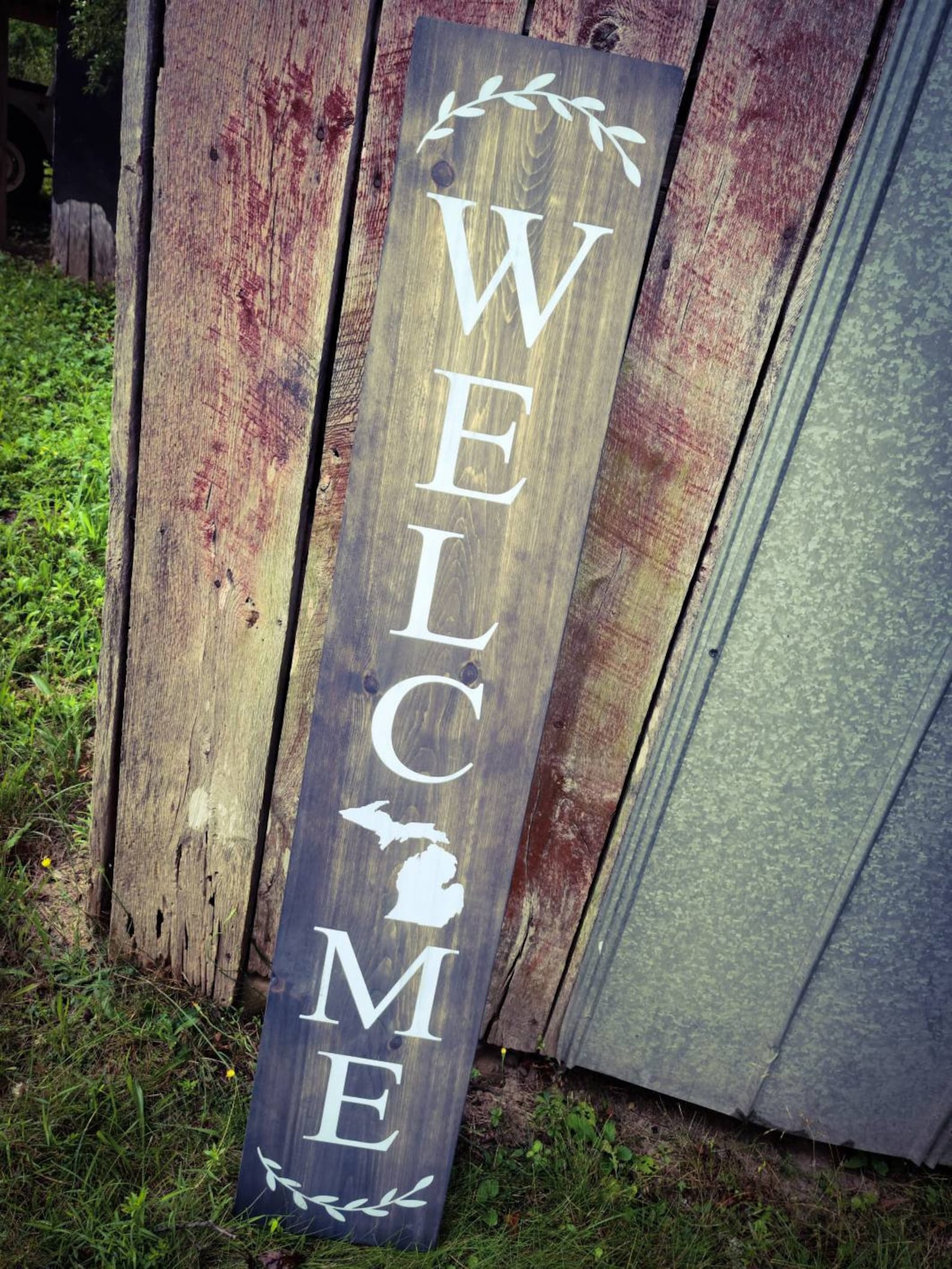 Farmhouse Welcome Sign, State Sign - Choose Your Size Color Wooden ...