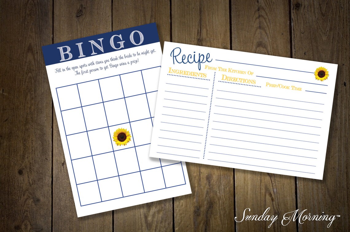 Sunflower Bingo Card Digital Files Sunflower Theme Instant | Etsy