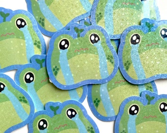 Sad Frog Holographic Vinyl Sticker - Etsy