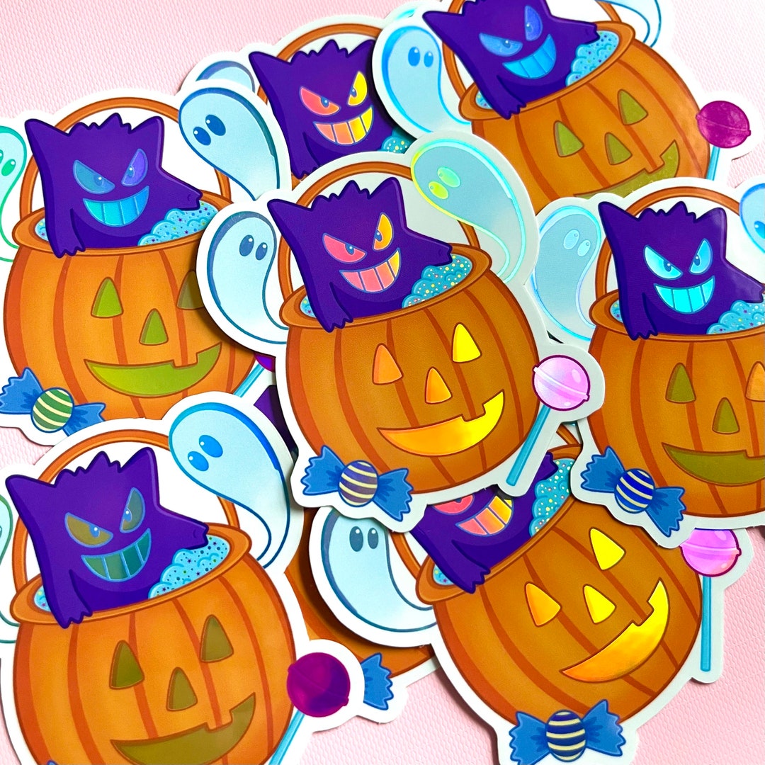 Gengar Sticker | Halloween Sticker | Pumpkin Sticker | Holographic ...