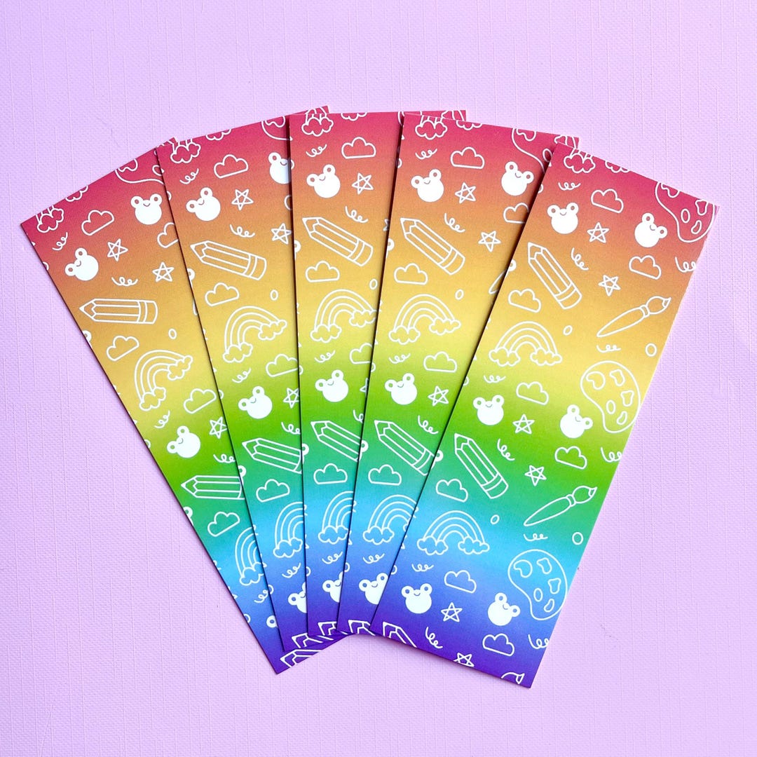 Rainbow Bookmark | Kawaii Rainbow Bookmark | Cute Colorful Bookmark ...