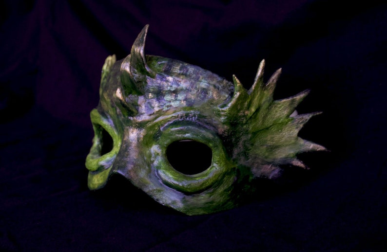 Green Fish Creature Mask Wearable Art - Etsy