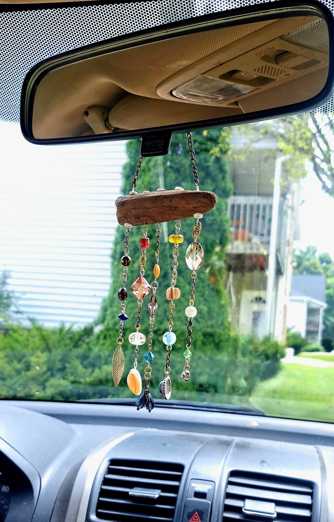 Car Mirror Ornament, Boho Unique Bead/driftood Hanging Suncatcher - Etsy