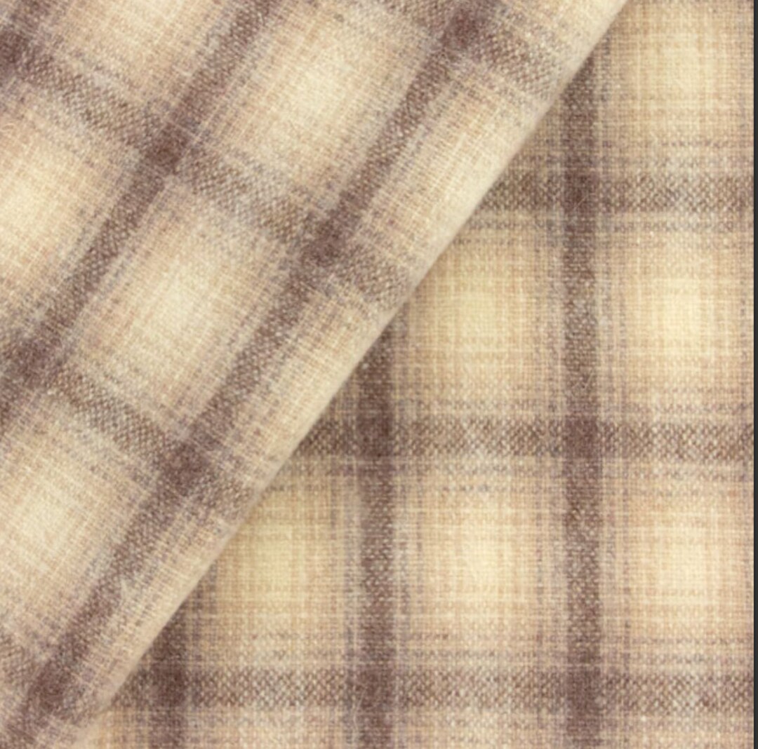 Cream and Taupe Plaid 100% Wool Far Quarters - Etsy