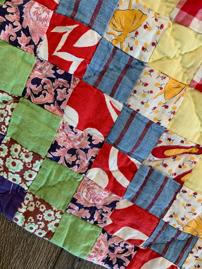 Vintage Postage Stamp Quilt 1920s Handcrafted Granny Chic - Etsy