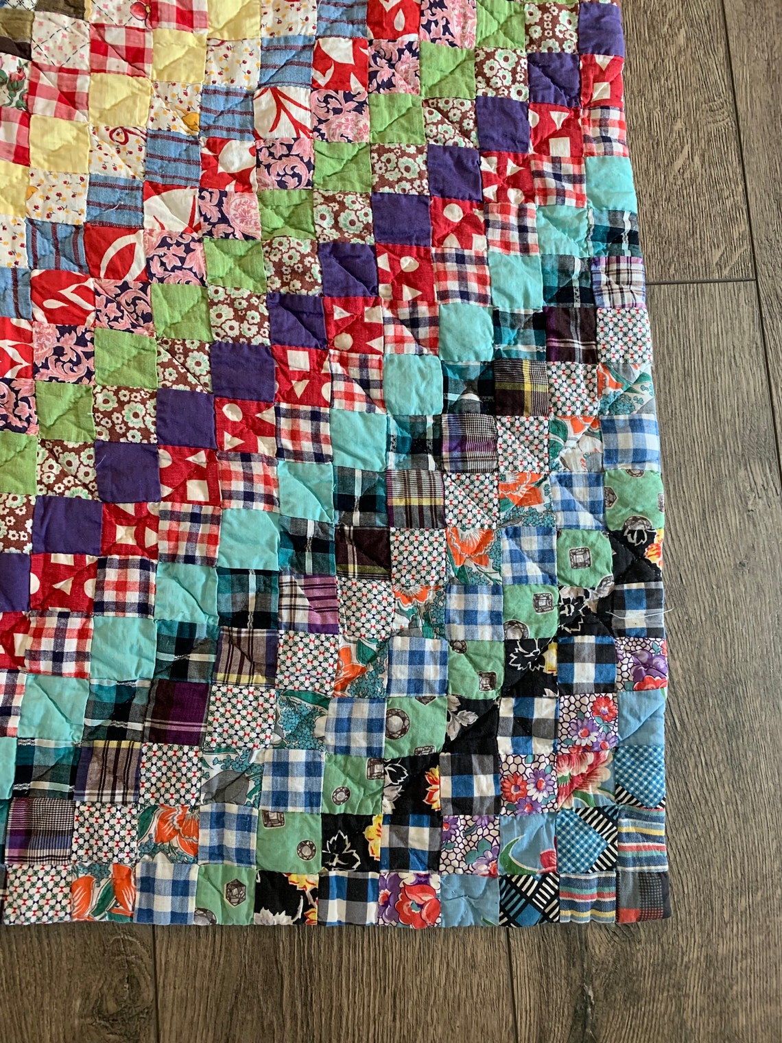 Vintage Postage Stamp Quilt 1920s Handcrafted - Etsy