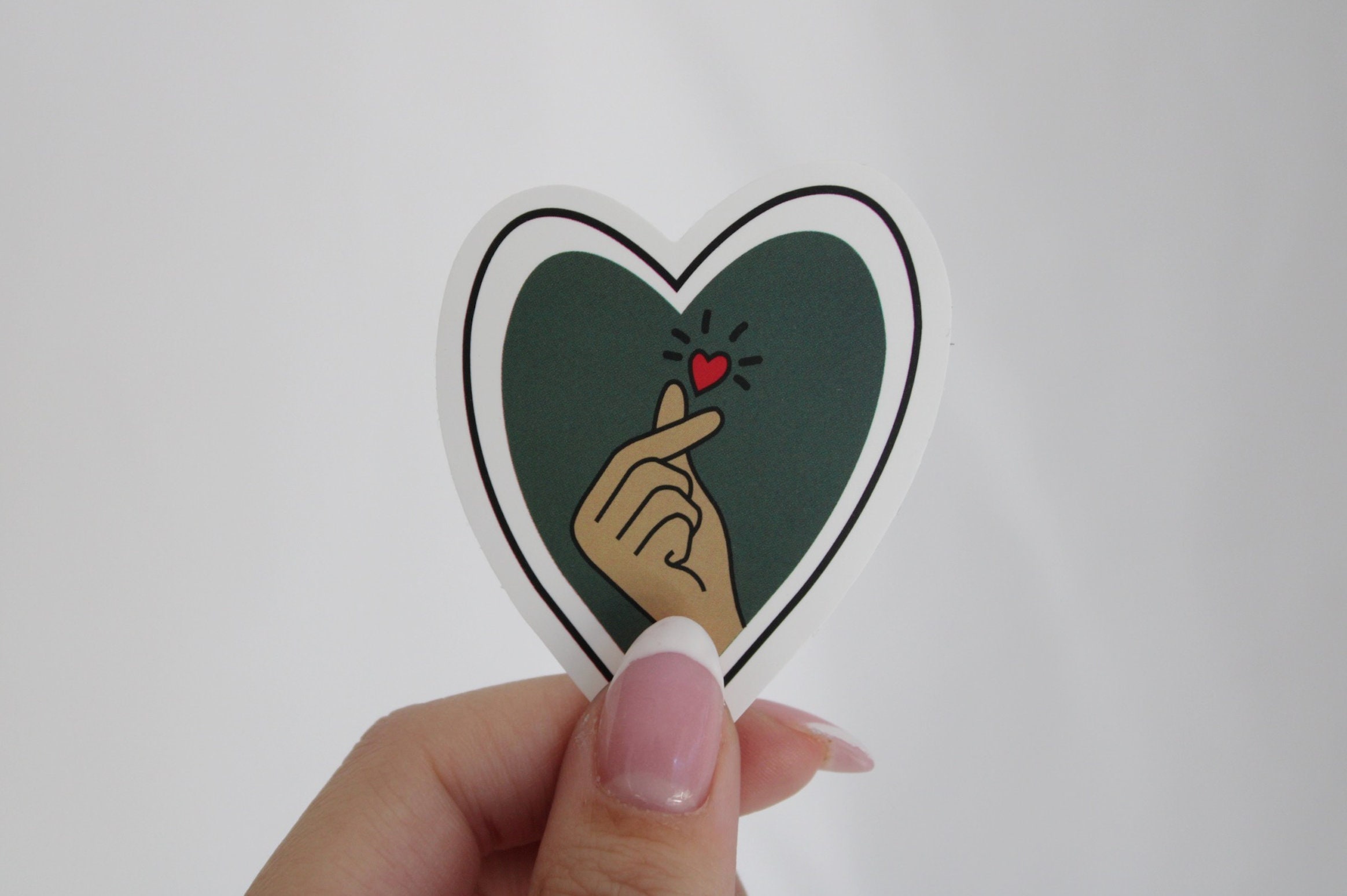 Korean Finger Heart Sticker - Etsy