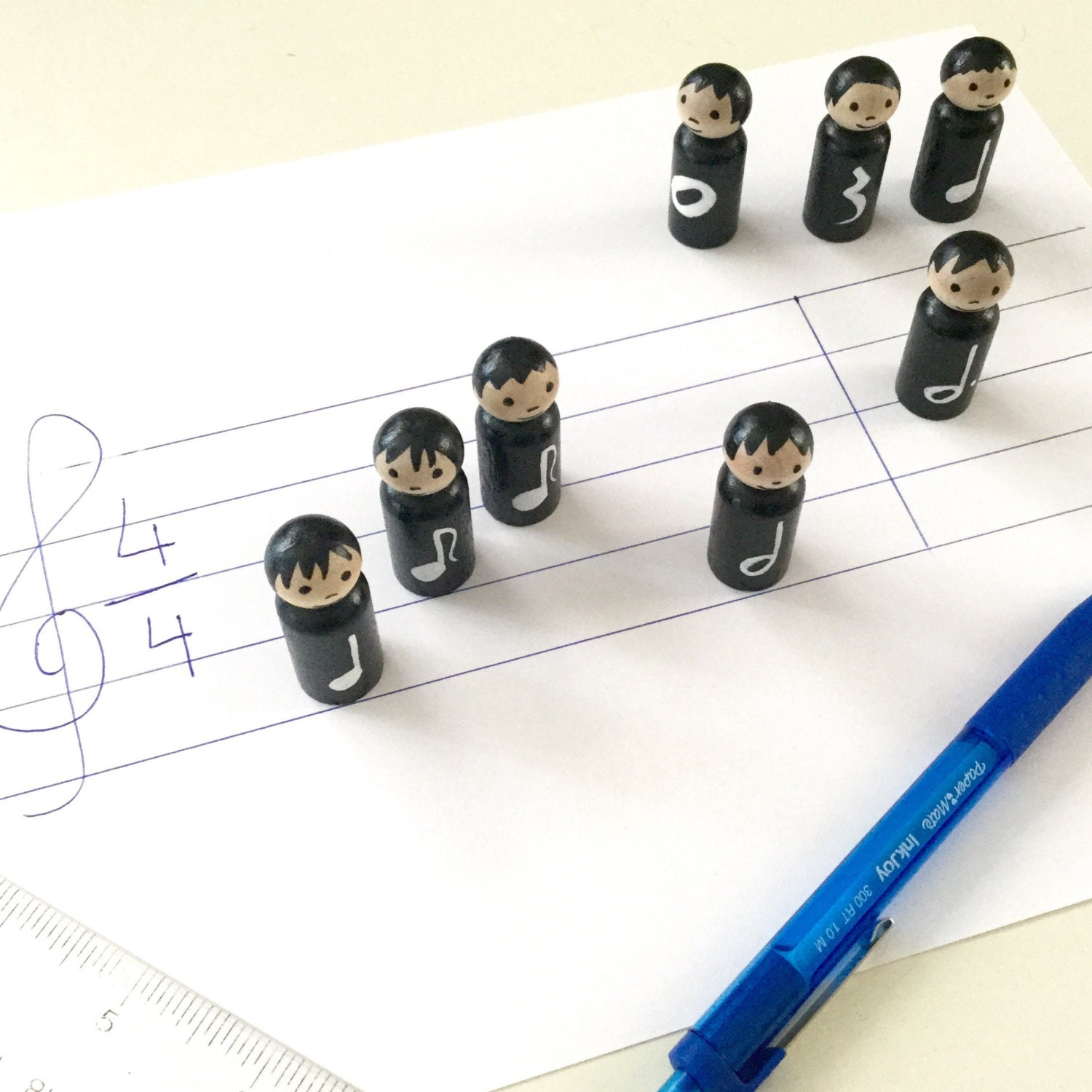 8 Music Note Peg Dolls 1.75 Tall Music Education - Etsy