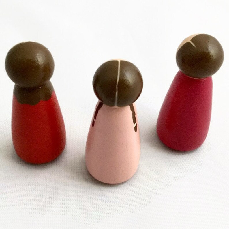 Three Heart Peg Dolls - 2 Inch - Light Skin Tone - Ready to Ship - Etsy