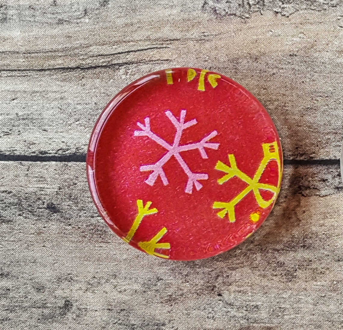 Glass Tile Magnets Red Yellow Pink Snowflake Ornaments Third - Etsy
