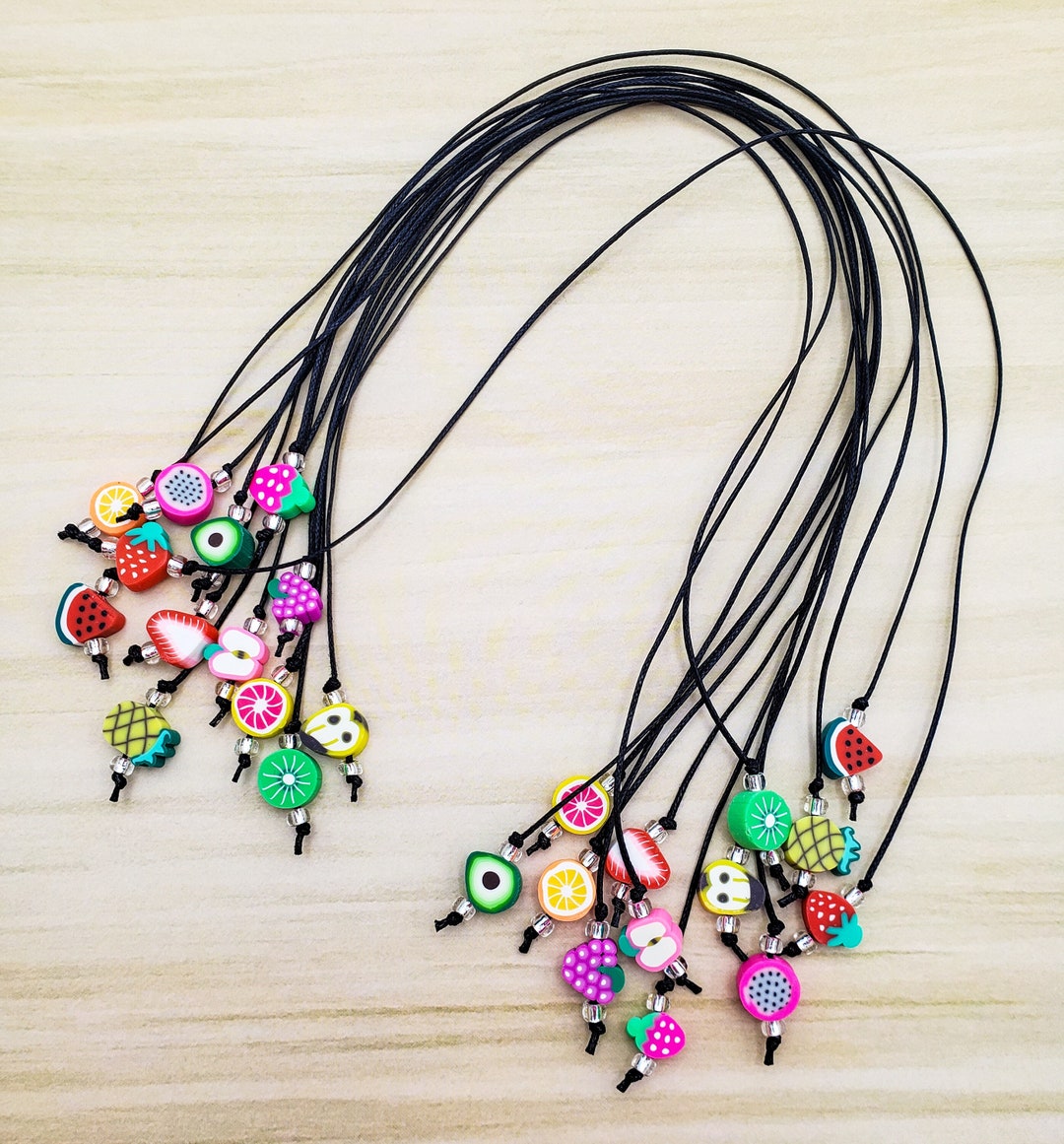 Beaded Handmade Book Thong With Fruit Polymer Clay Beads Bookmark ...