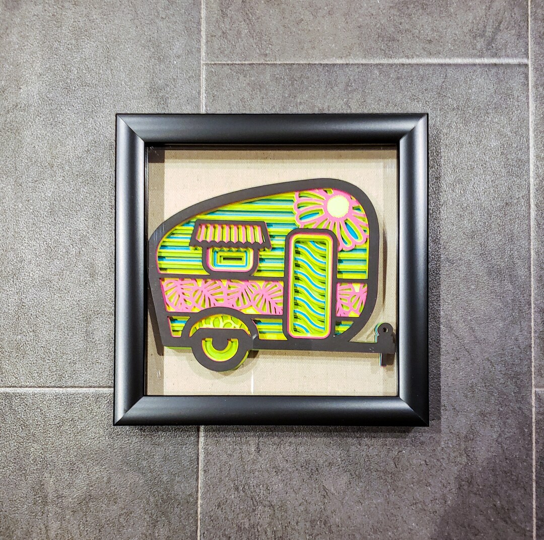 3D Mandala Art – Camper Trailer – 3D Layered Wall Art – Black Frame ...