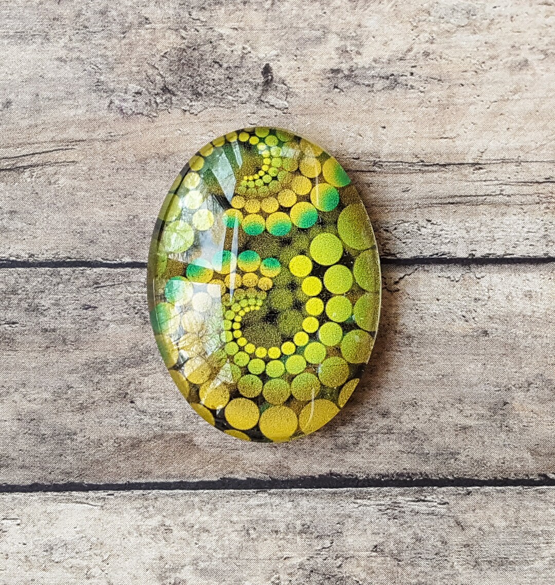 Glass Tile Magnets Dots Swirl Green Yellow Third Anniversary ...
