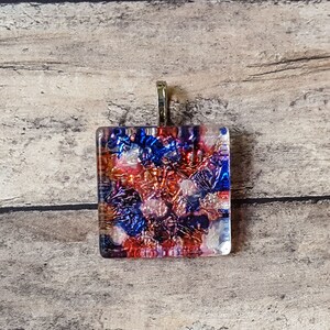 Abstract Shades of Blue, Red, and Silver Alcohol Ink Glass Tile Flat ...