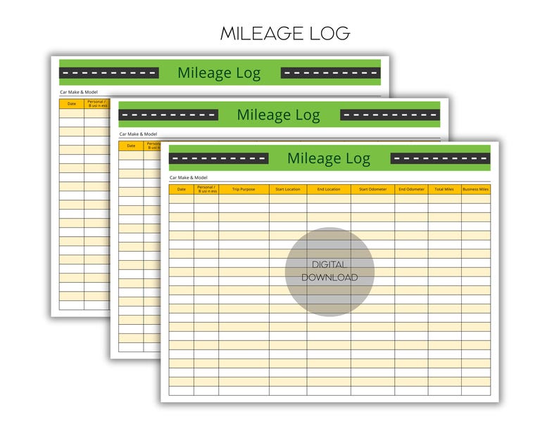 Mileage Log, IRS Compliant, Instant Digital Download, 11 X 8.5 PDF - Etsy