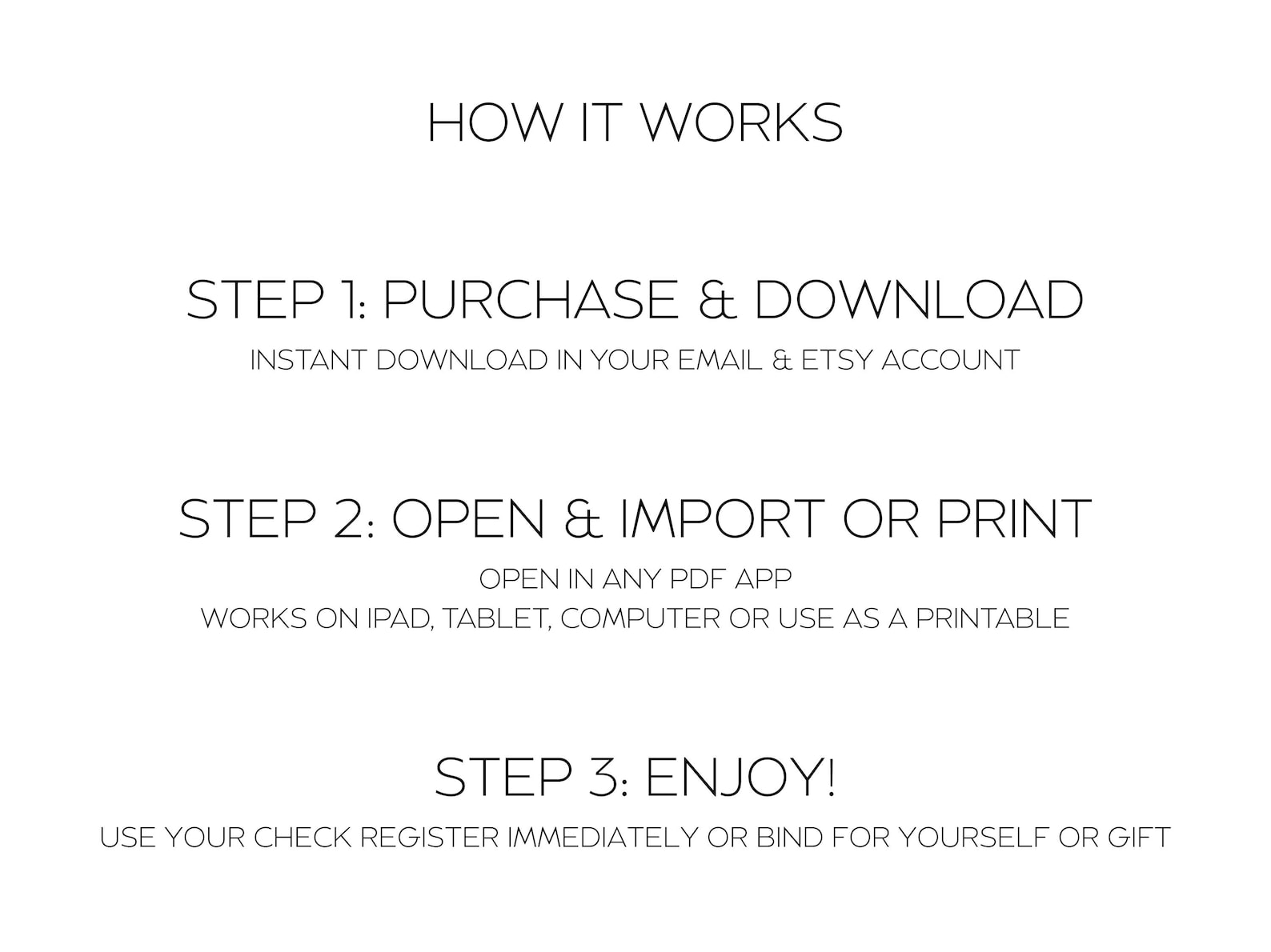 Check Register , Large Print, Instant Digital Download, 11 X 8.5 PDF - Etsy