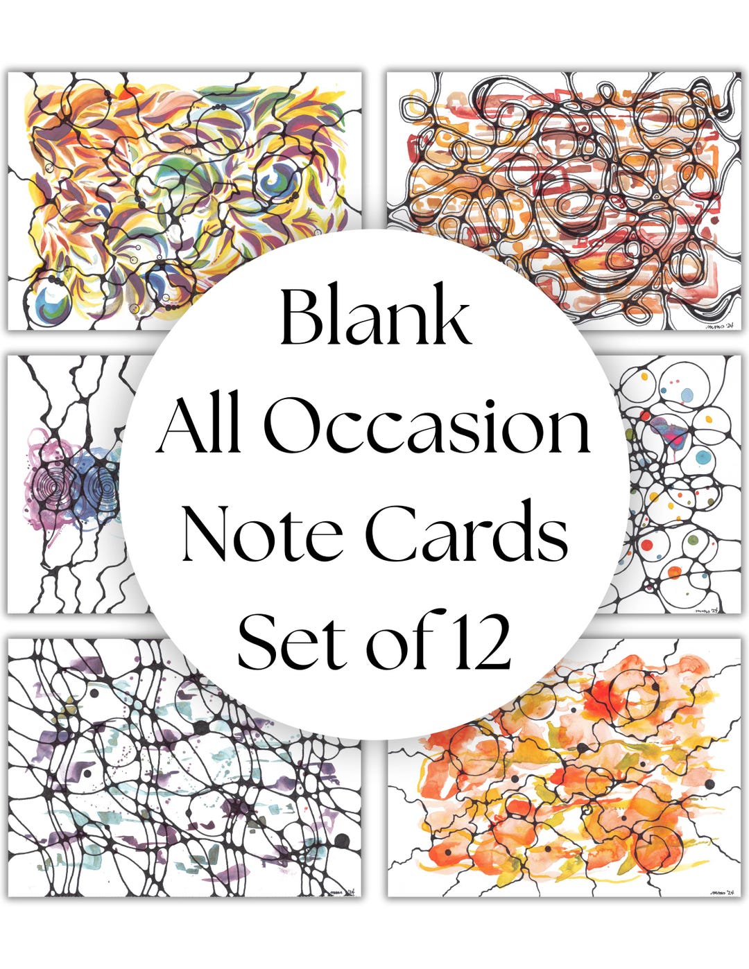 Blank Abstract Note Cards Set | All Occasion Greeting Cards | Modern ...