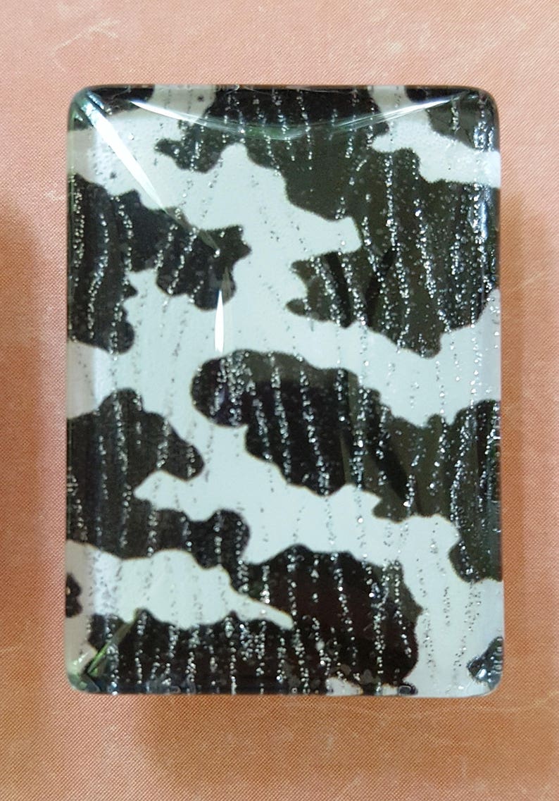 Glass Tile Magnets Black and White Animal Print Third Anniversary ...
