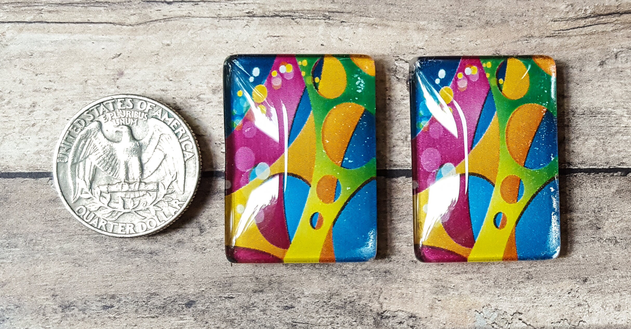 Glass Tile Magnets Abstract Dots Rectangle Stocking Stuffer Third ...