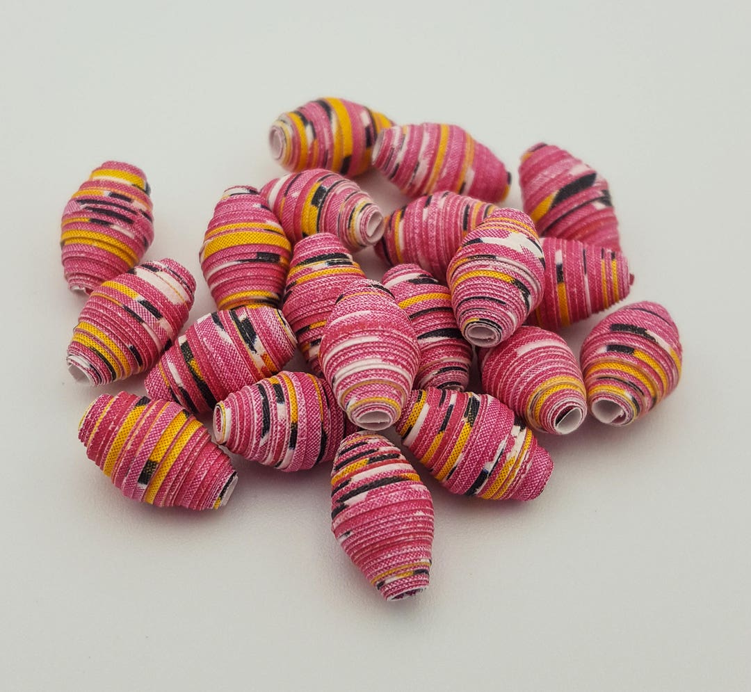Paper Beads | Pink Yellow Black Paper Bead Jewelry Recycled Upcycled ...