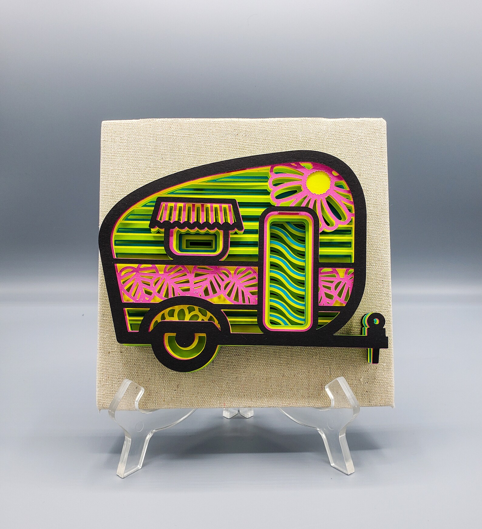 3D Mandala Art Trailer camper 3D Couched Wall Art Black - Etsy France