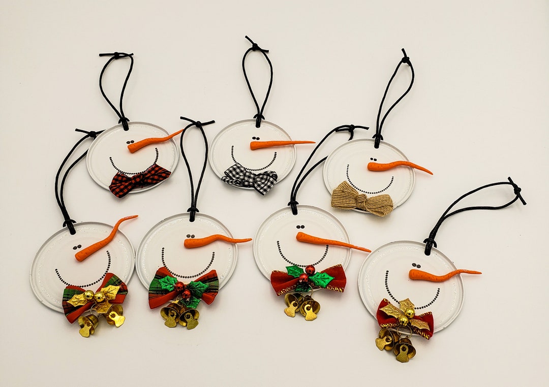 Small Snowman Ornament, Christmas Ornament, Snowman Lids, Christmas ...