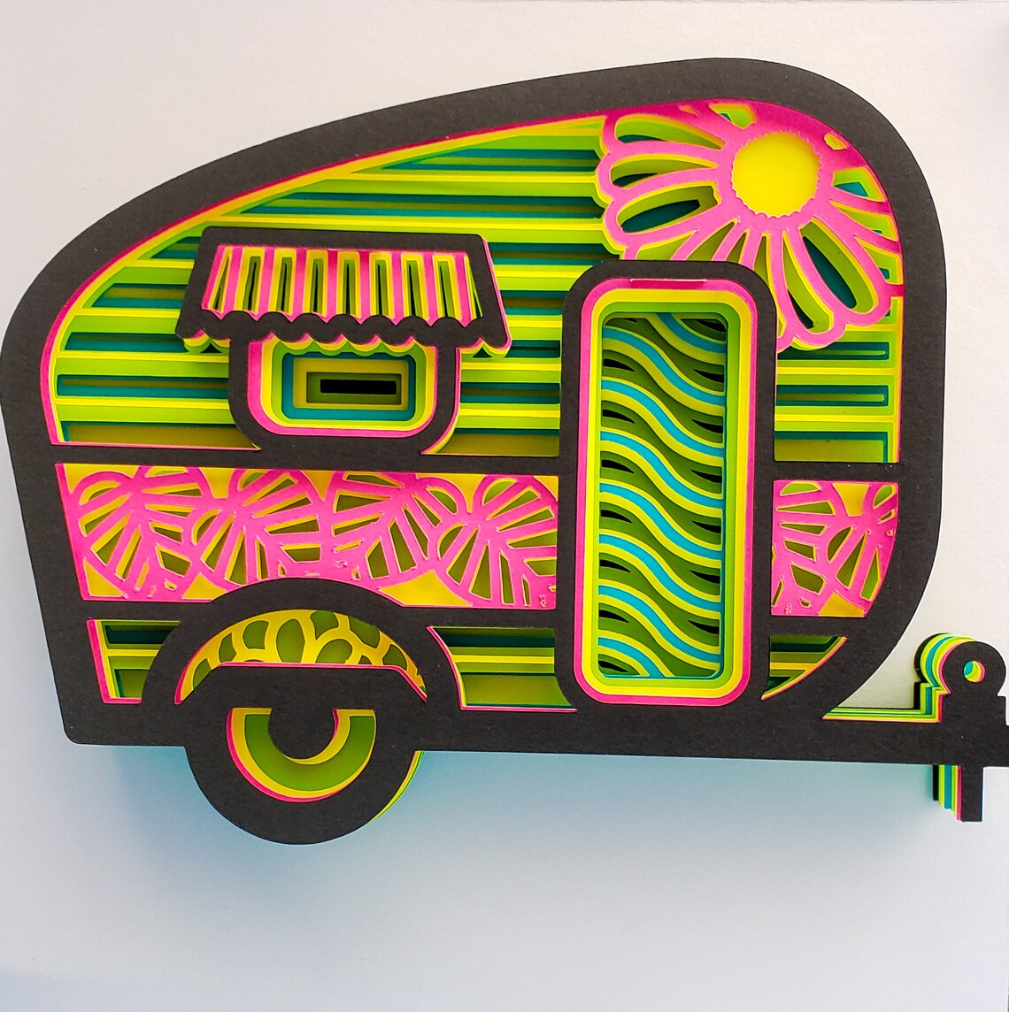 3D Mandala Art Trailer camper 3D Couched Wall Art Black - Etsy France