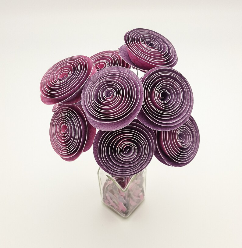 Pink Purple Paper Roses Paper Flowers Bouquet Home Decor Best - Etsy