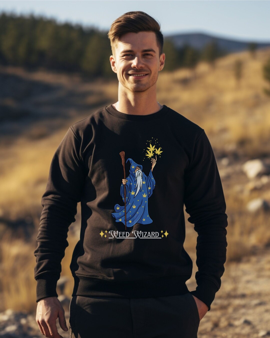 Weed Wizard Long Sleeve Shirt | Marijuana Leaf Graphic Adult Long ...