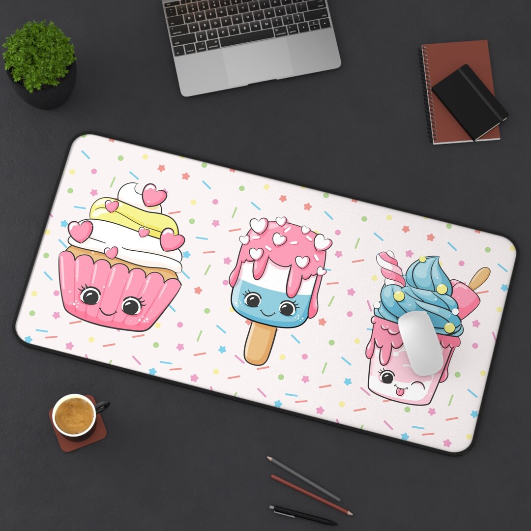 Cute Pink Kawaii Desk Mat - Office Decor - Sweet Workstation - Cute ...