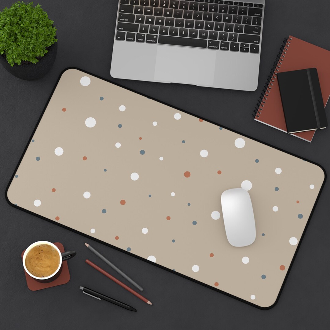 Polka Dot Desk Mat | Beige Desk Pad | Cute Simple Desk Mat | Minimalist ...