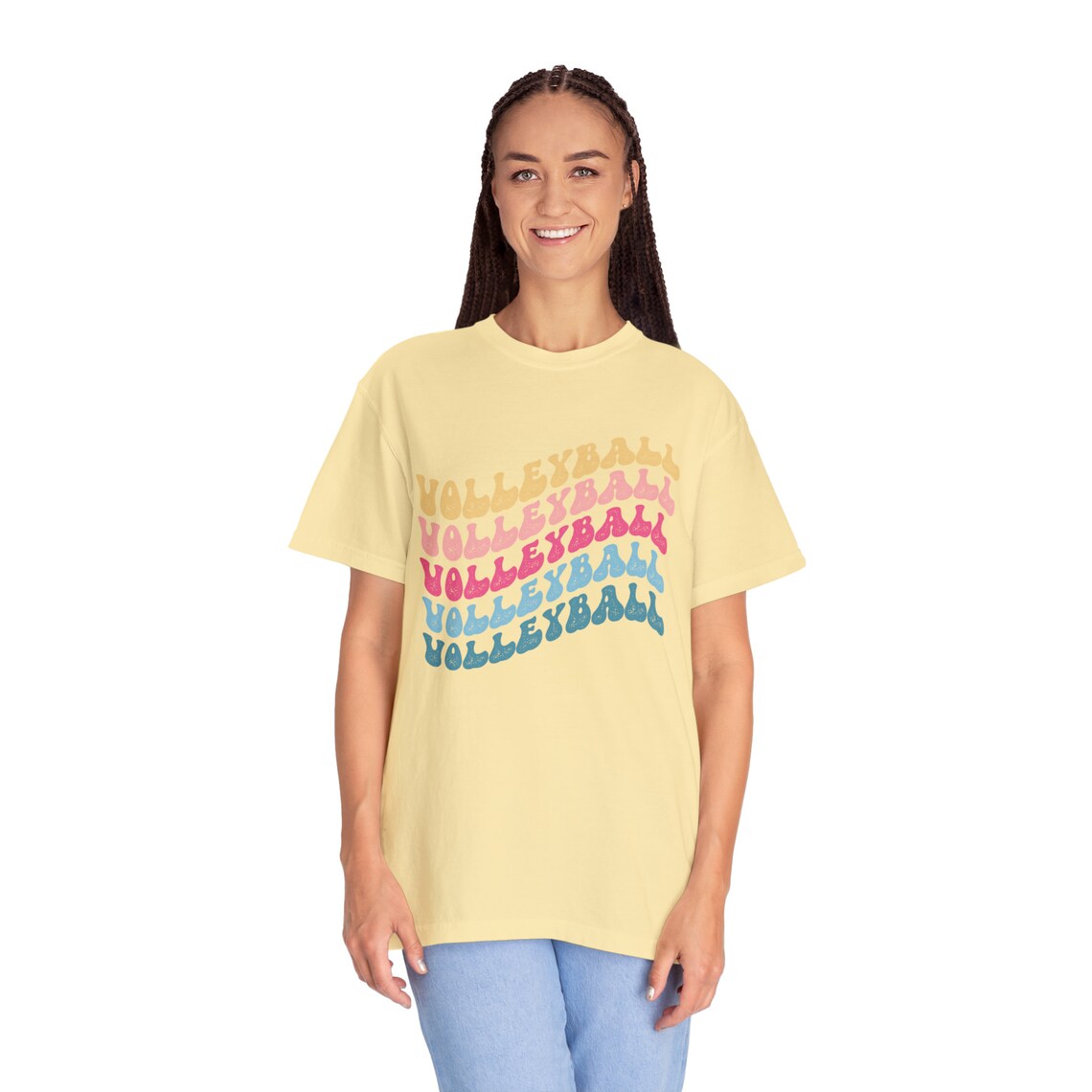 Comfort Colors Unisex Volleyball Retro Graphic Tee Show Your Volleyball ...
