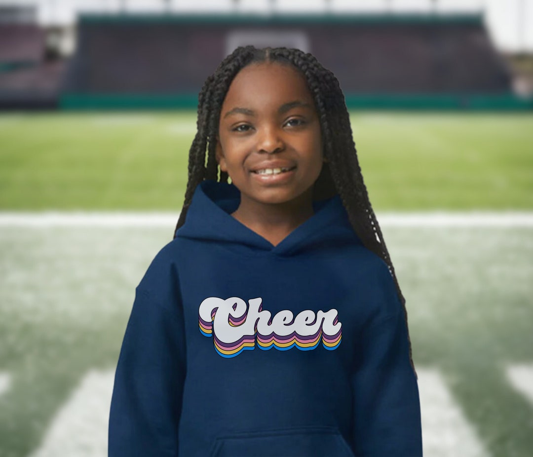 Retro Cheer Hoodie Colorful Style for Young Cheerleaders | Cheer ...