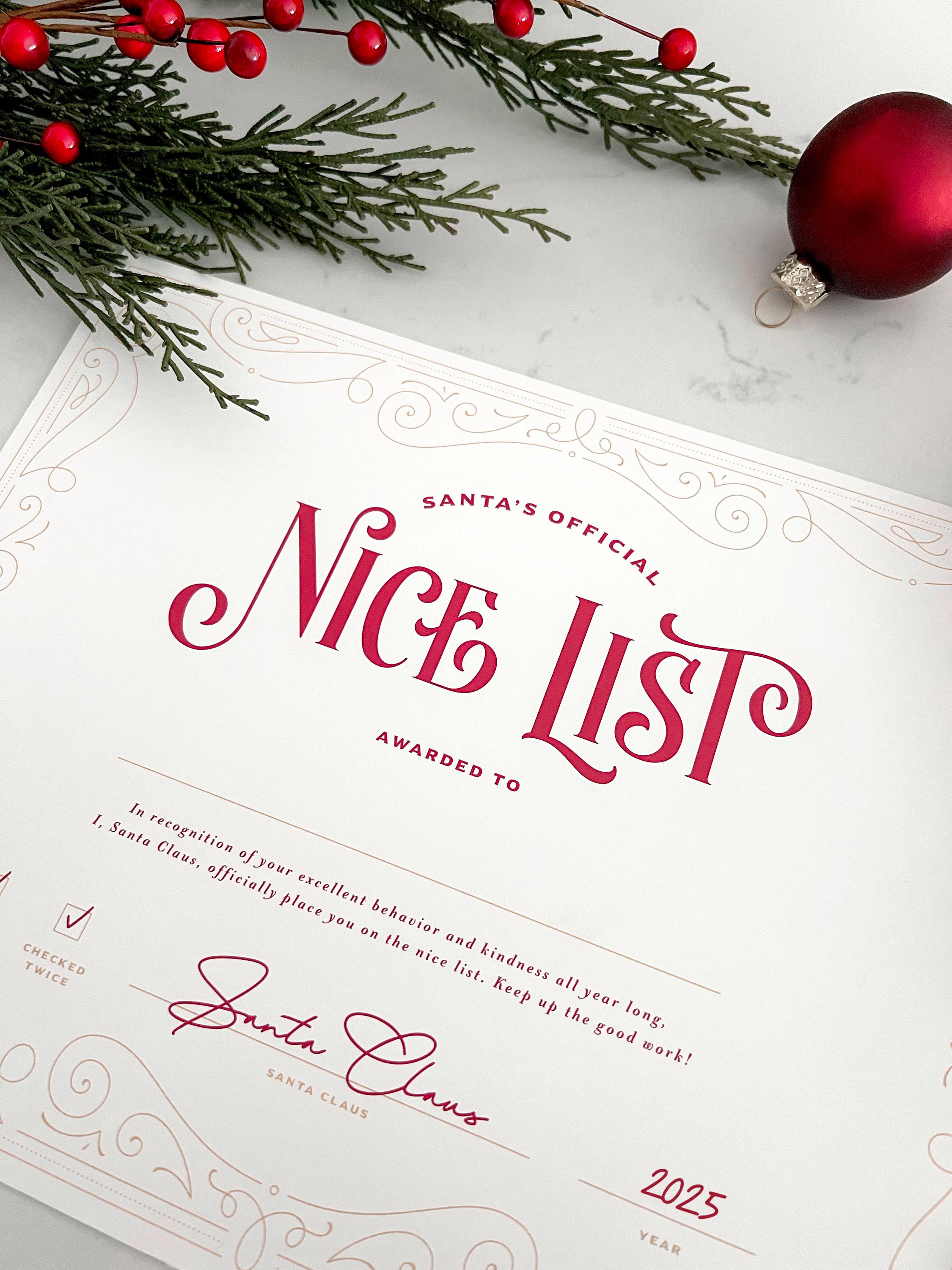 Santa's Official Nice List Certificate - Etsy