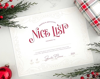 Printable & Customizable Official Santa's 'nice List' Certificate - Etsy