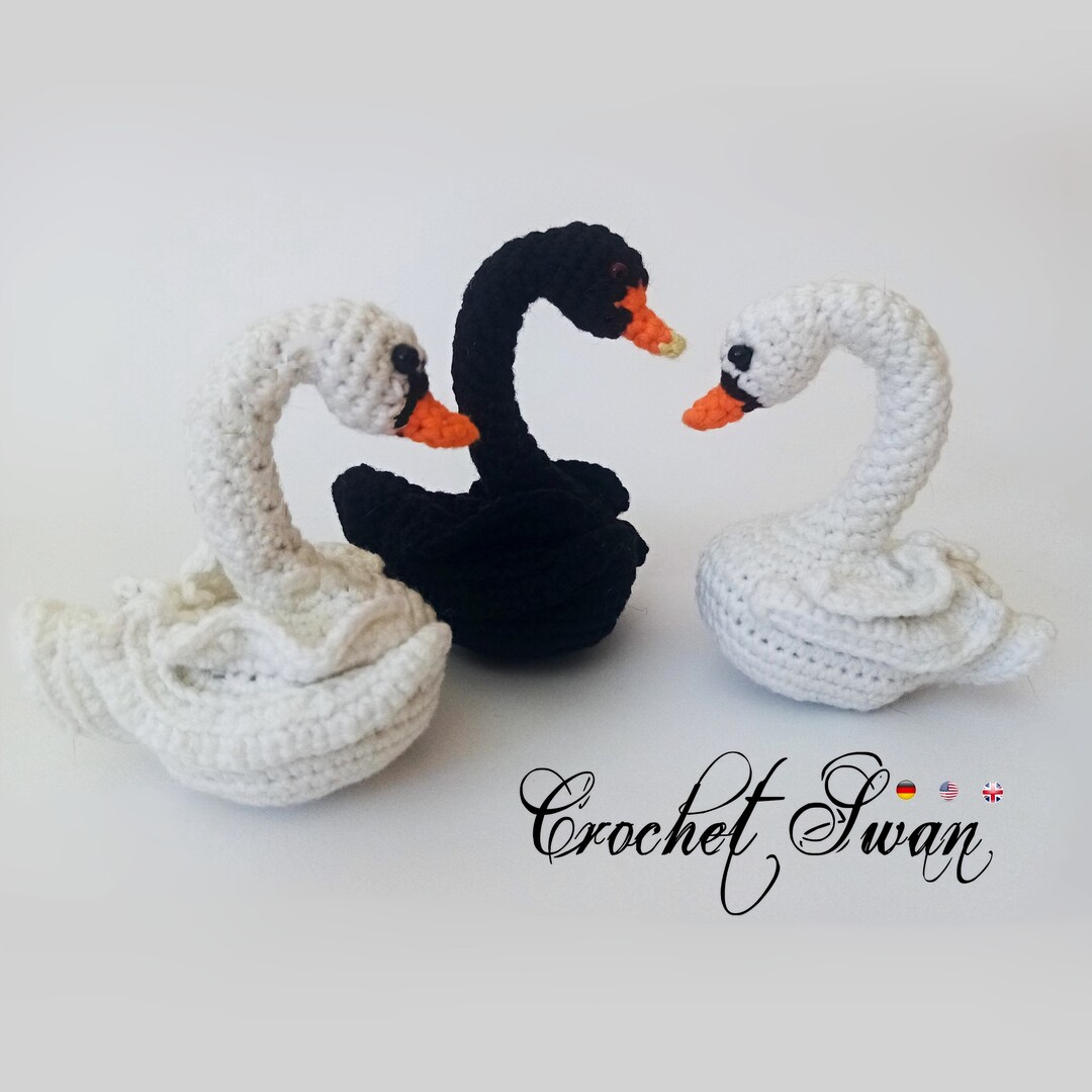 Swan * Crochet Pdf Pattern * Wedding Decor * Valentines Gift * Black ...
