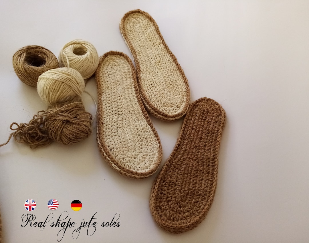 Crochet Real Shape Soles Pattern: Jute Twine Rope, All Sizes (PDF ...