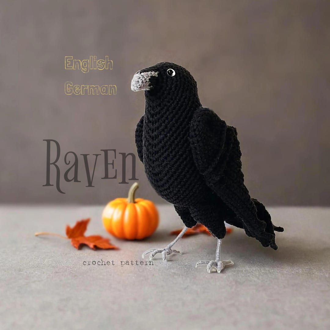 Raven. Crochet PDF Pattern * Halloween Decor, Crow. Fall Decoration ...