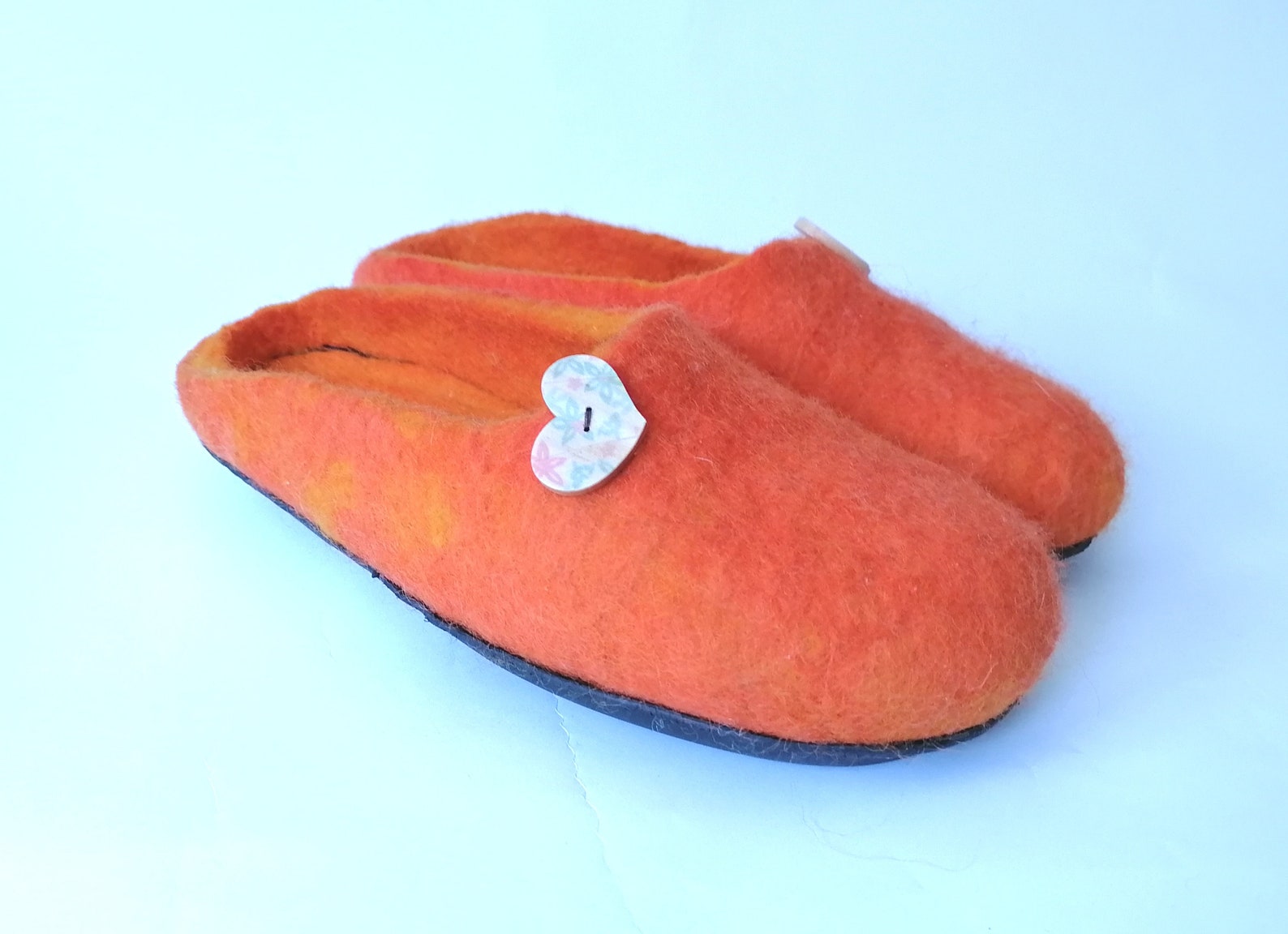 Orange Womens slippers with sole EU 39 Felt slippers Women | Etsy
