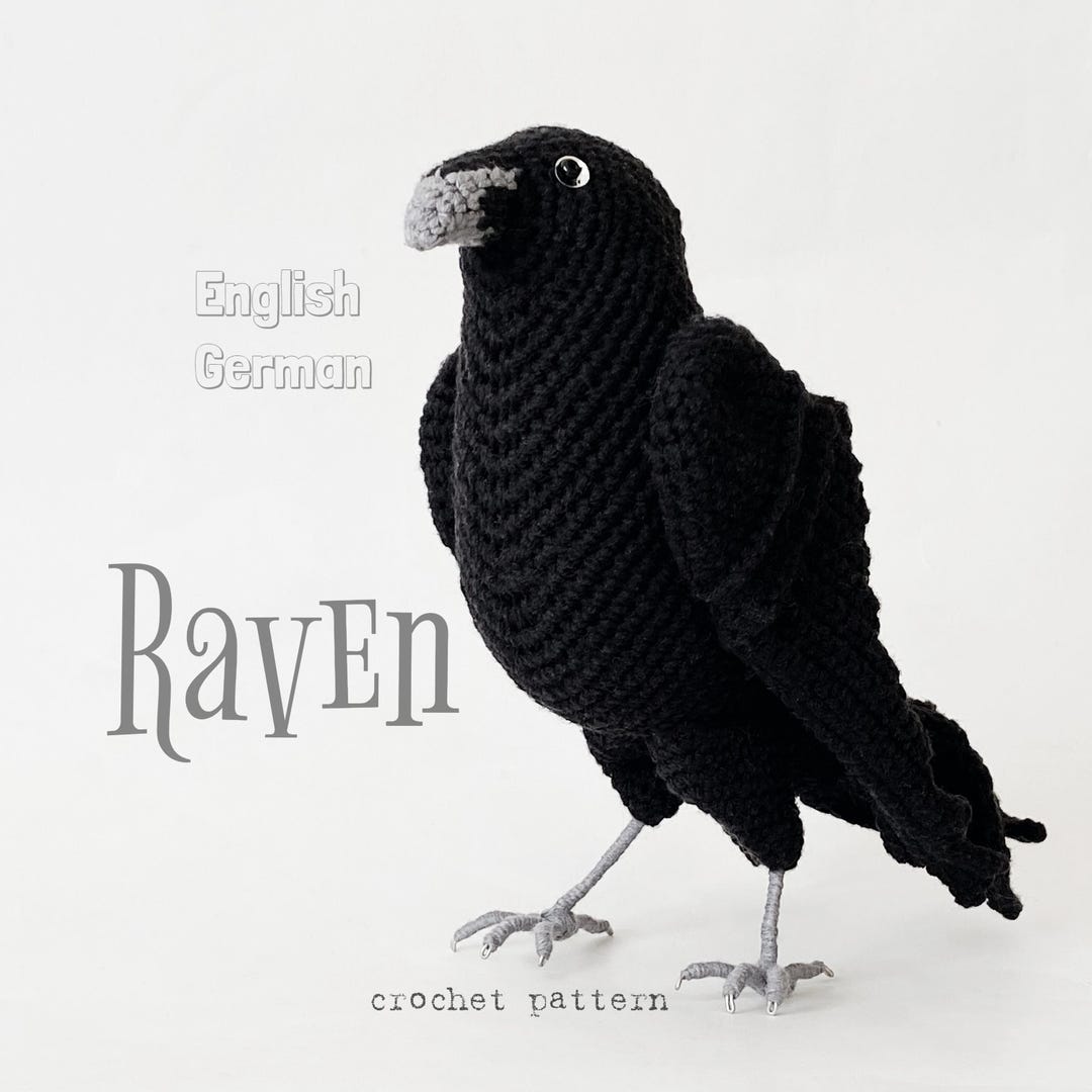 Raven. Crochet PDF Pattern * Halloween Decor, Crow. Fall Decoration ...