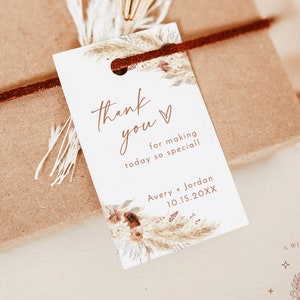 Boho Thank You Favor Tag, Boho Shower Tag, Terracotta Thank You Tag ...